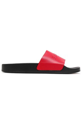 Balmain Leather Slides In Red | ModeSens
