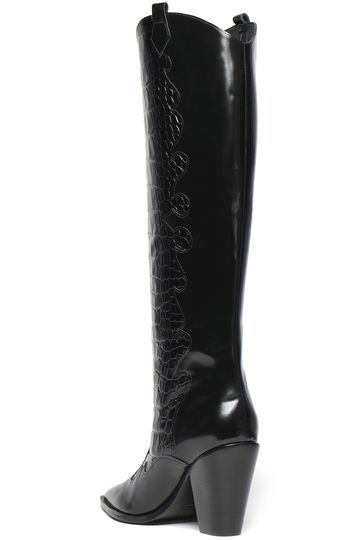 Karida glossed smooth and croc-effect leather knee boots | SIGERSON ...