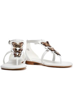 Michael Michael Kors Felicity Appliquéd Leather Sandals In White | ModeSens