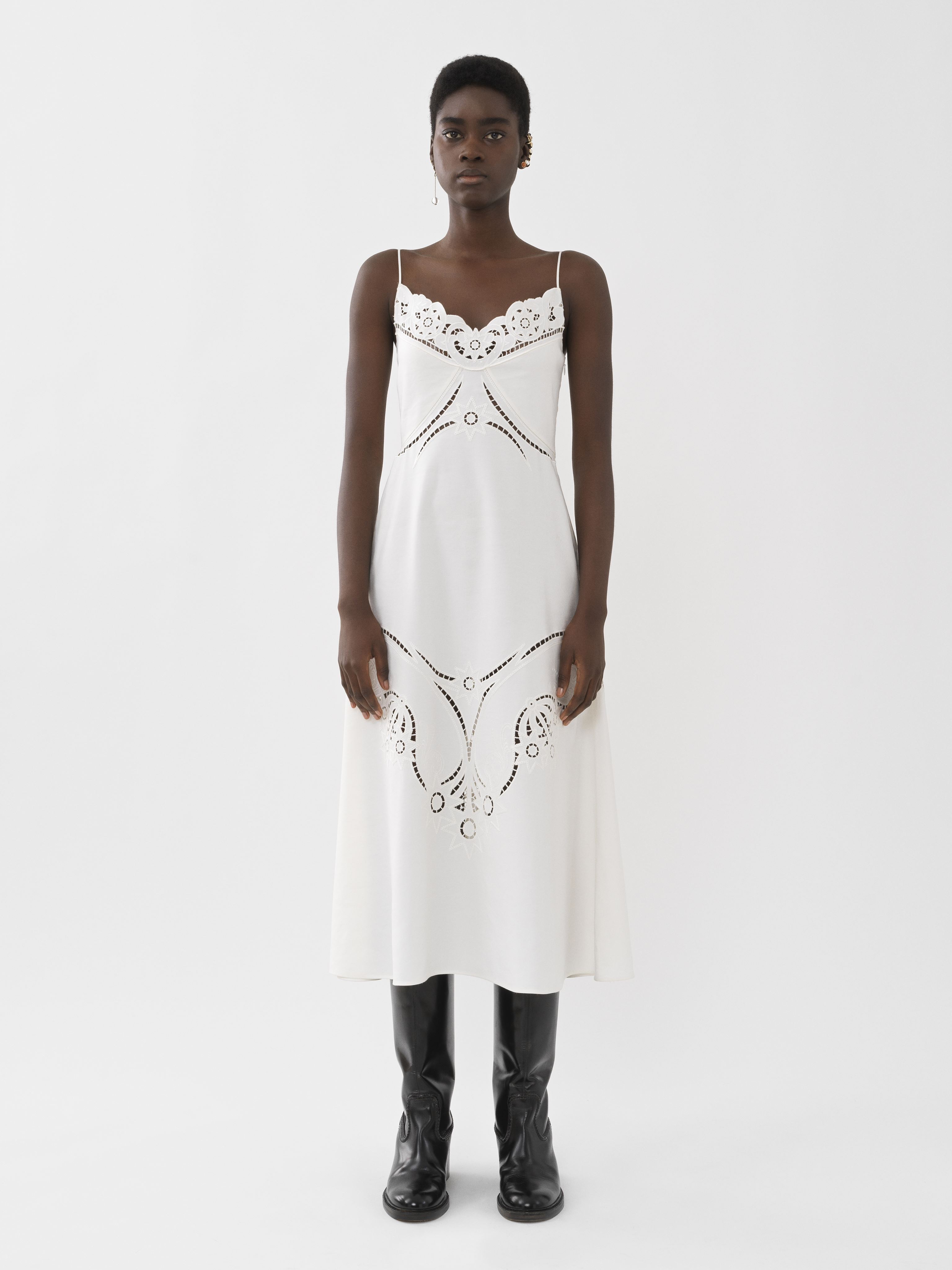 Chloé Lingerie Midi Dress White Size 6 56 Viscose 44 Ramie Modesens
