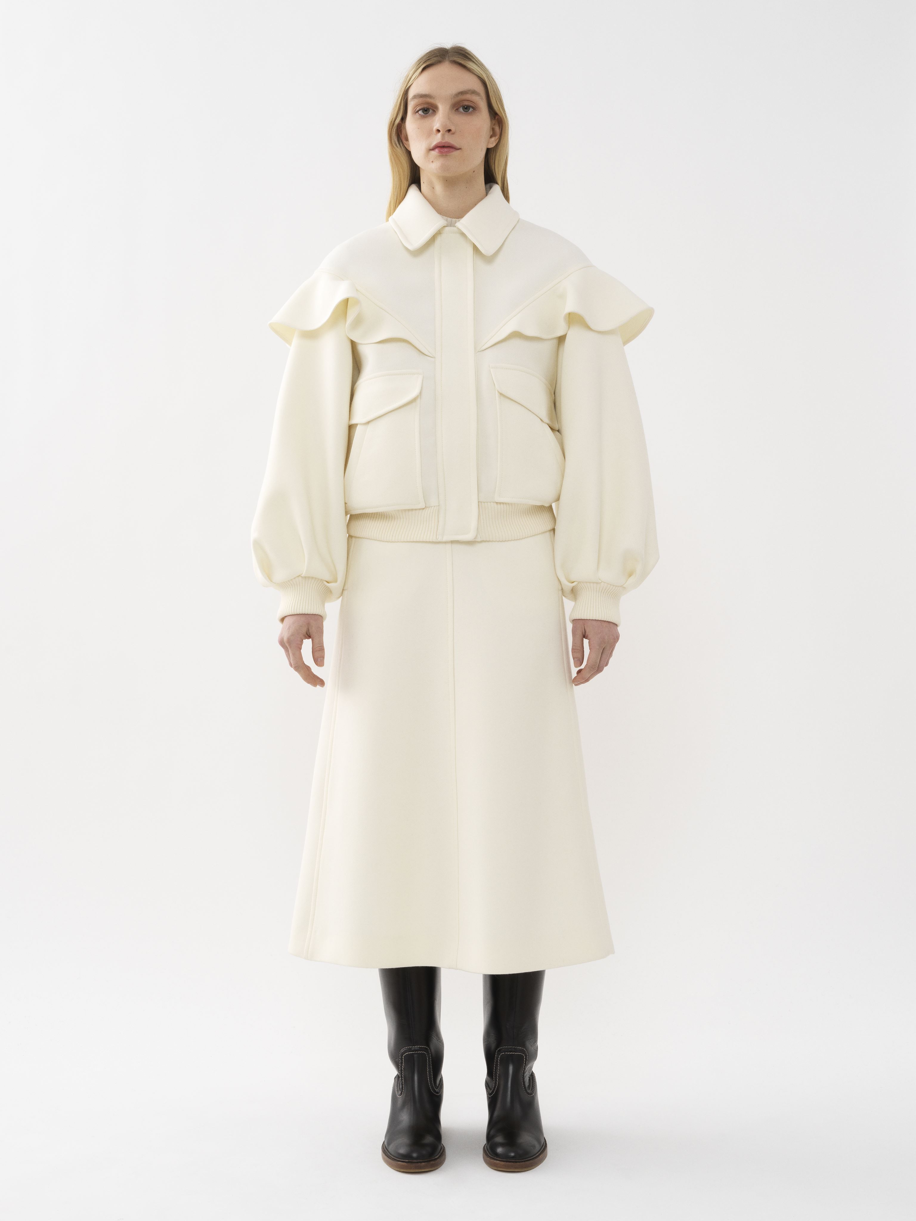 Chloé White Wool And Silk Jacket With Ruffles Detail Woman | ModeSens