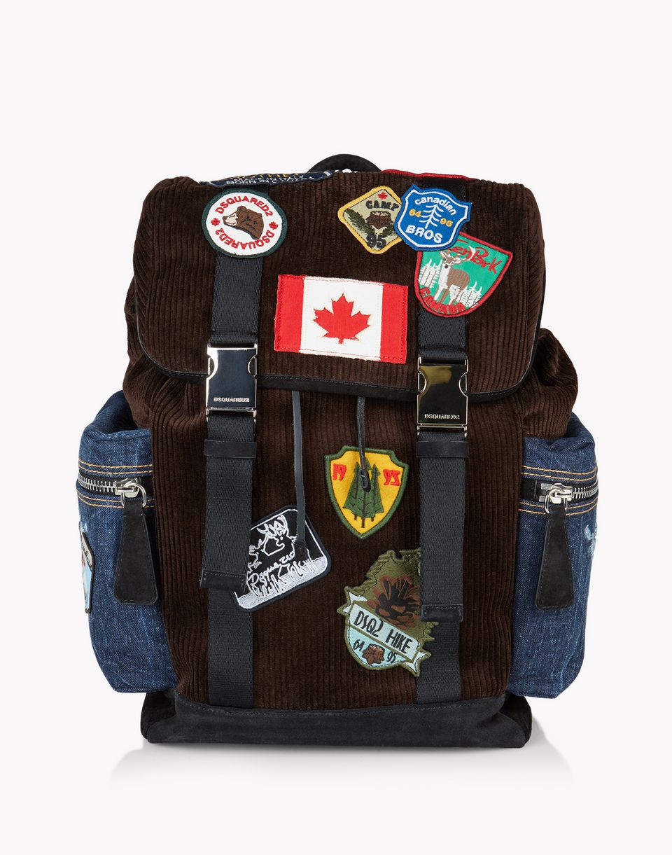 Dsquared2 Corduroy Patch Donald Backpack Cocoa - Backpacks for Men ...
