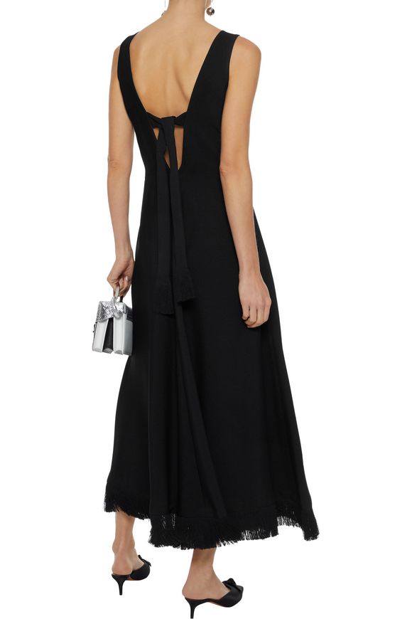 Tie-back fringe-trimmed crepe maxi dress | NINA RICCI | Sale up to 70% ...