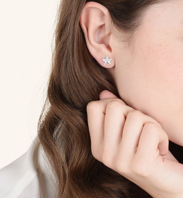 Orecchino Stellina - Oro Rosa 9 Kt, Diamanti - DoDo | Official Online Store